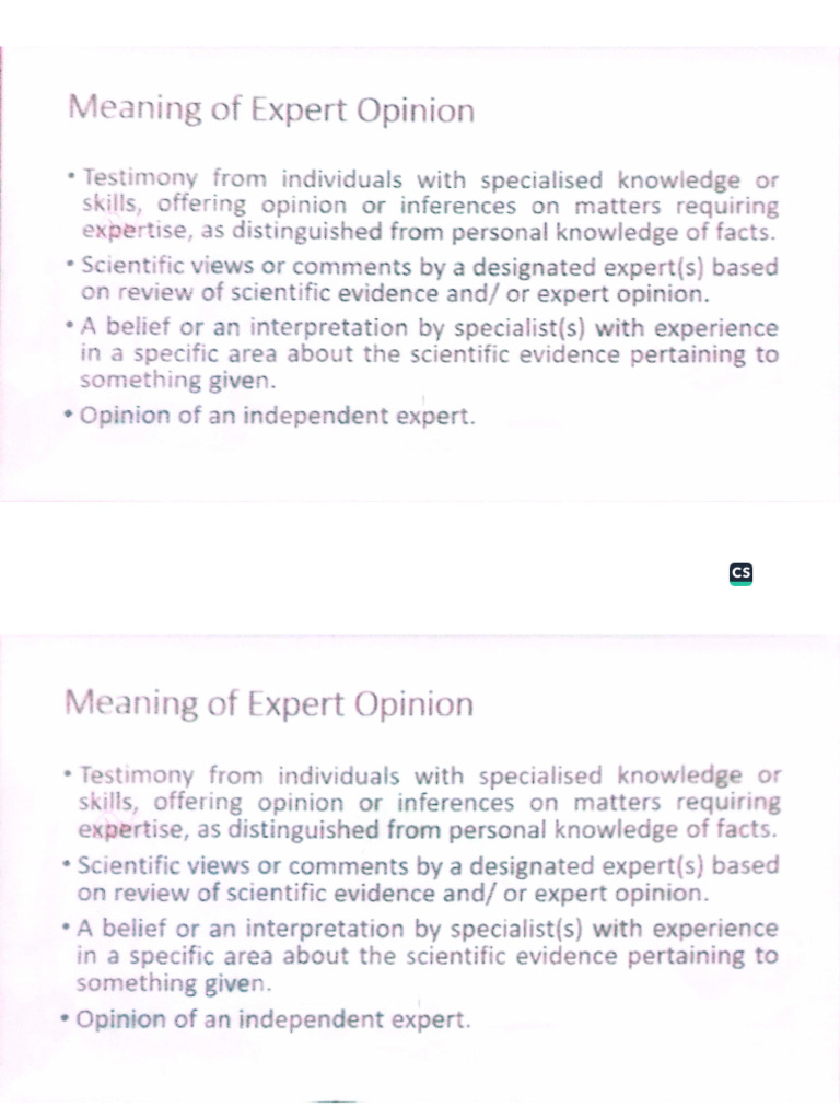 Expert Witness and Opinion Evidence | PDF