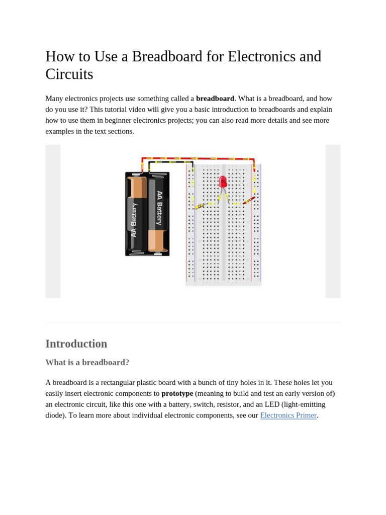 How To Use A Breadboard For Electronics and Circuits | PDF | Printed ...