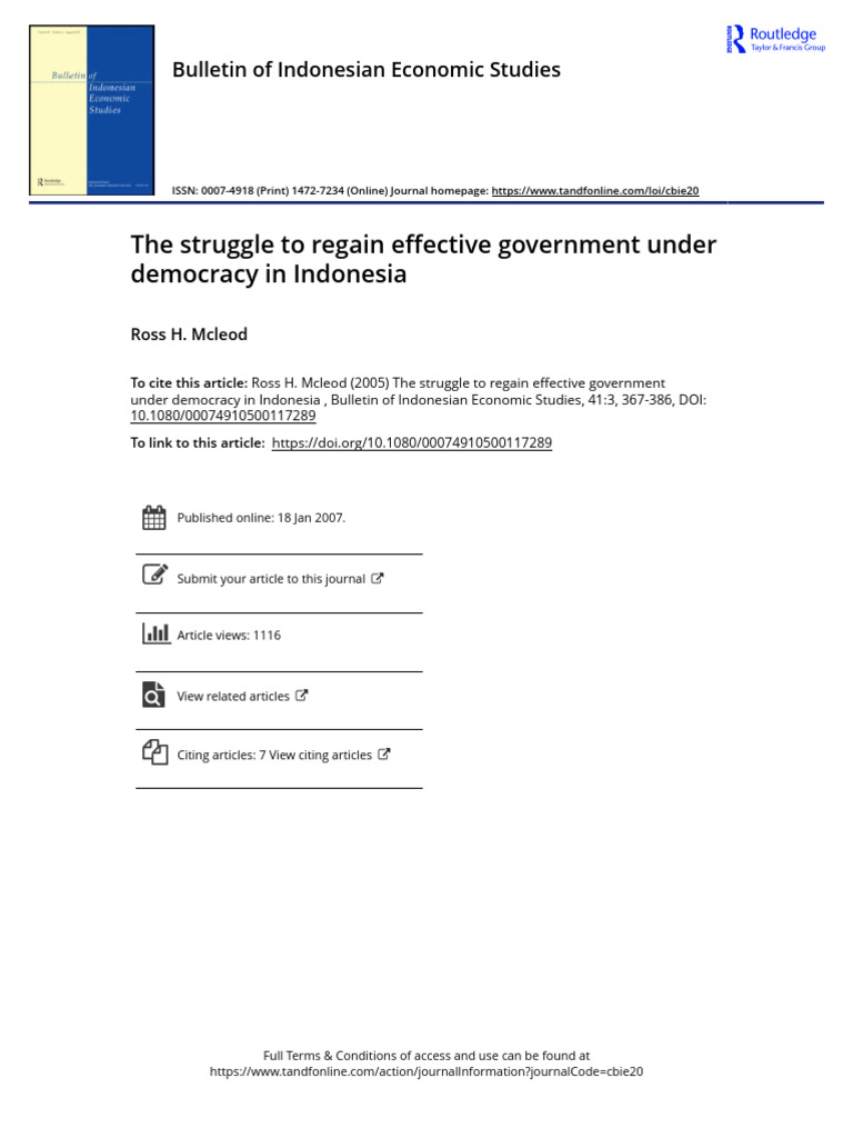 The Struggle To Regain Effective Government Under Democracy in ...