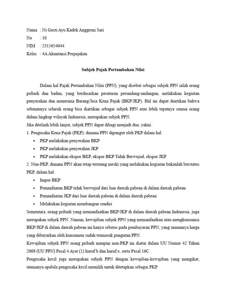 2315654044_Ni Gusti Ayu Kadek Anggreni Sari_Subjek PPN | PDF