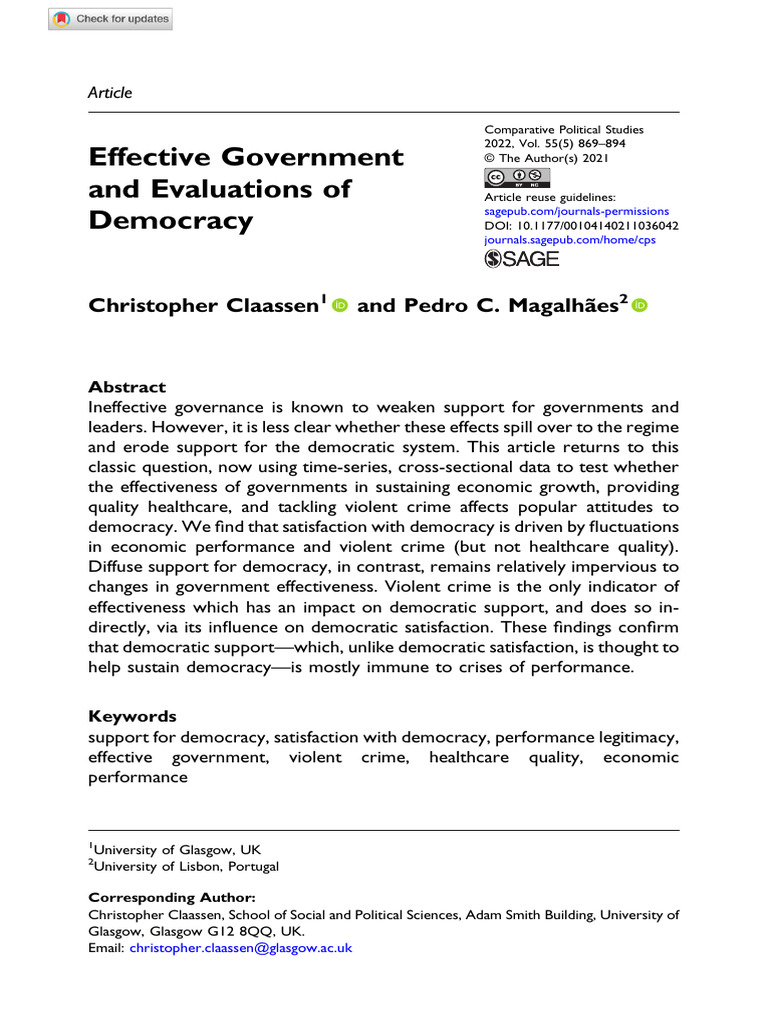 Government Effectiveness and Democracy Support | PDF | Democracy ...