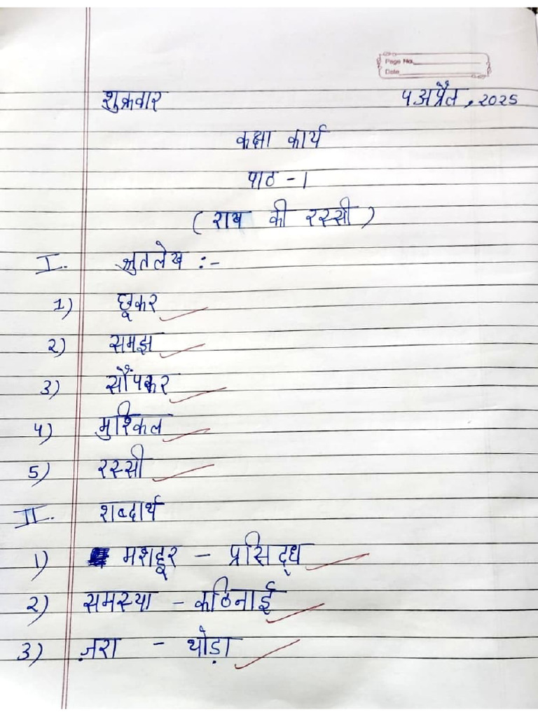 Hindi Work Ch.1 | PDF