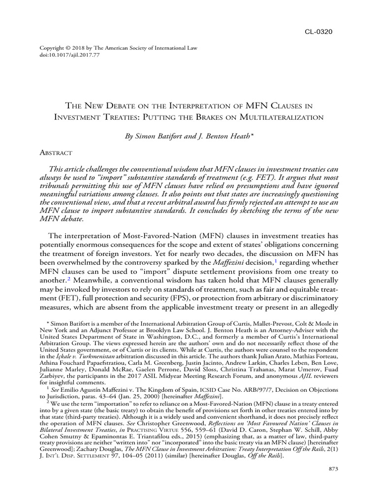 MFN material | PDF | Most Favoured Nation | Treaty