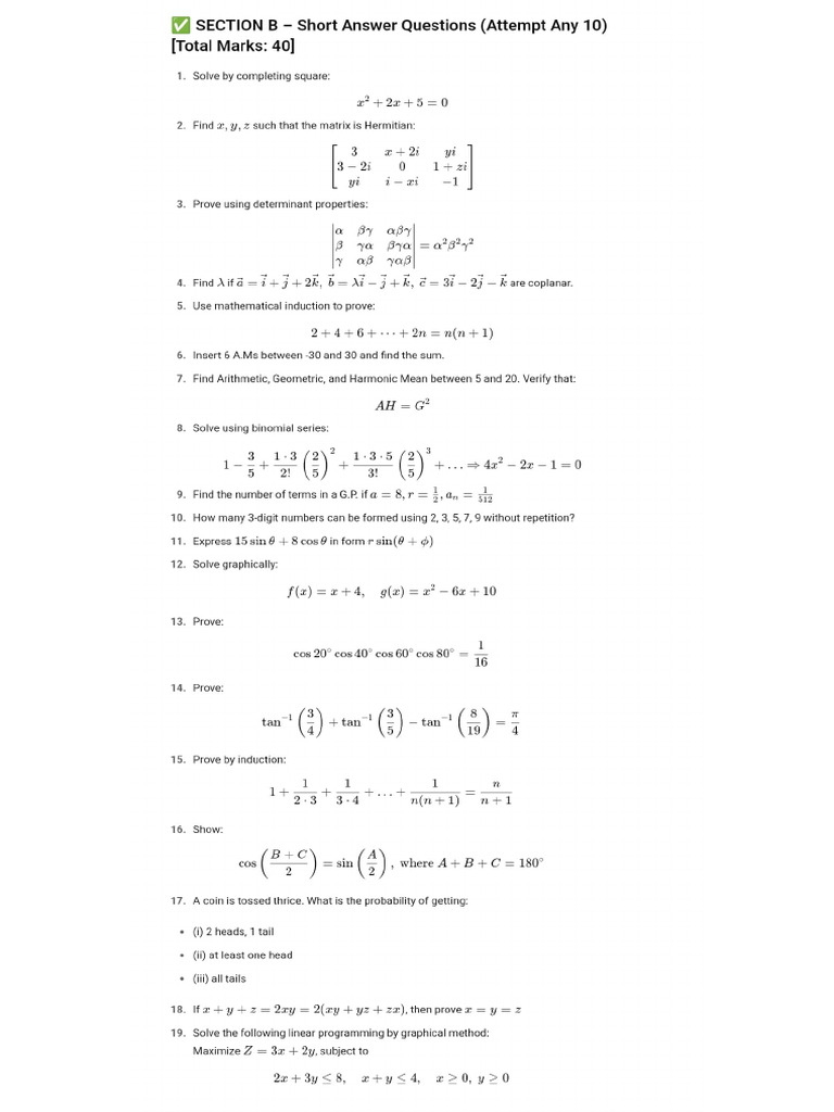 Important Questions of Maths Class 12 | PDF
