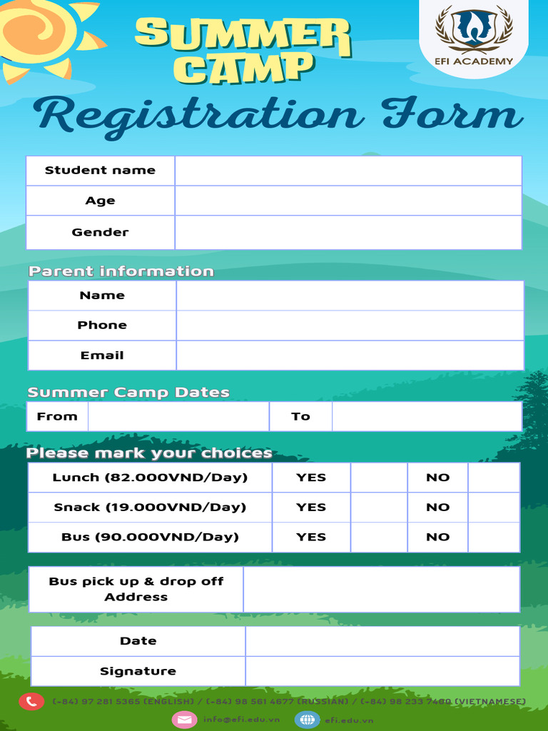 Summer Camp-Regis Form Online For Students | PDF
