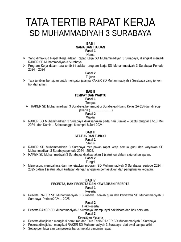 Tata Tertib Rapat Kerja | PDF