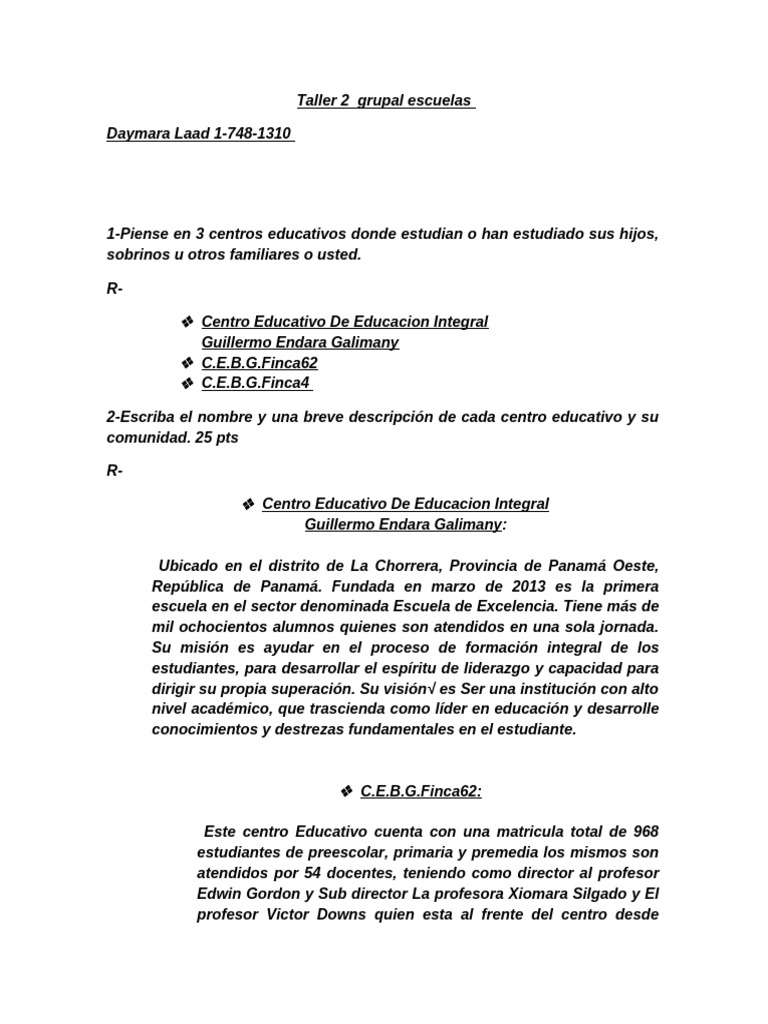 Taller 2 Daymara Laad Mar | PDF | Enseñando | Maestros