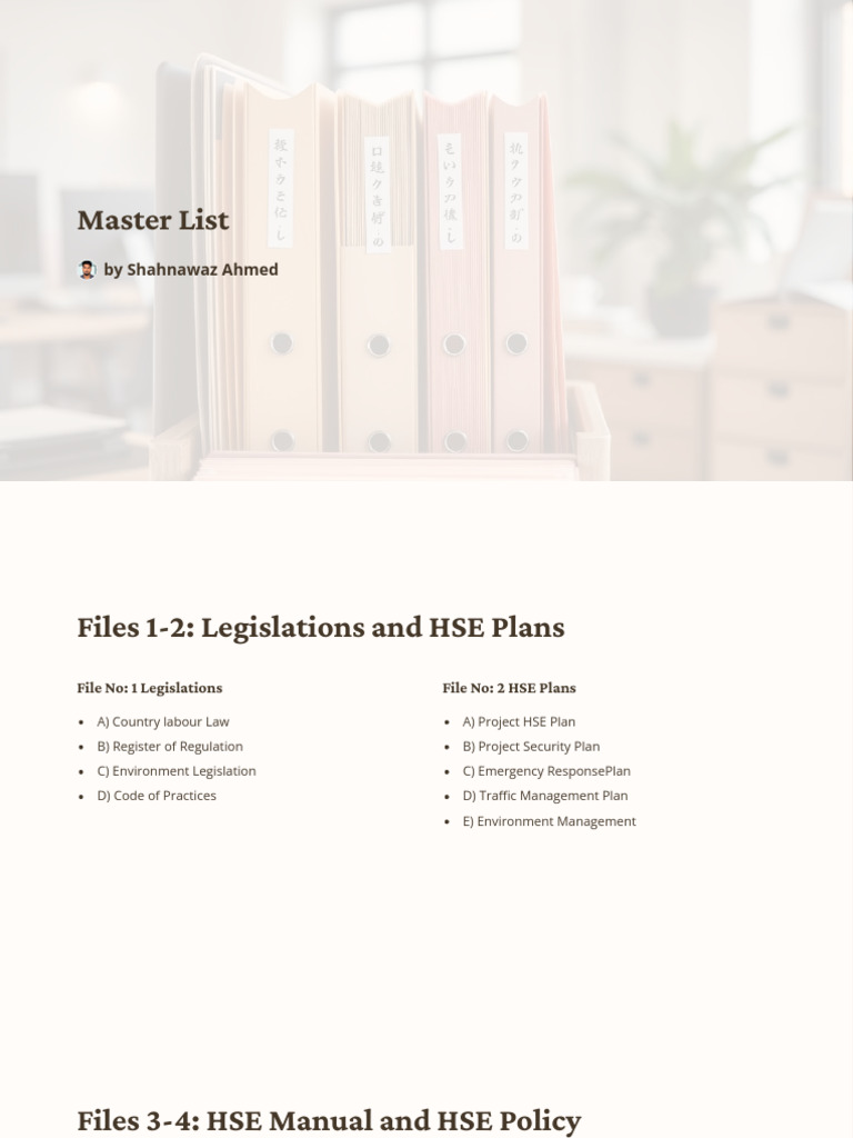 Comprehensive HSE Documentation Guide | PDF | Occupational Safety And ...