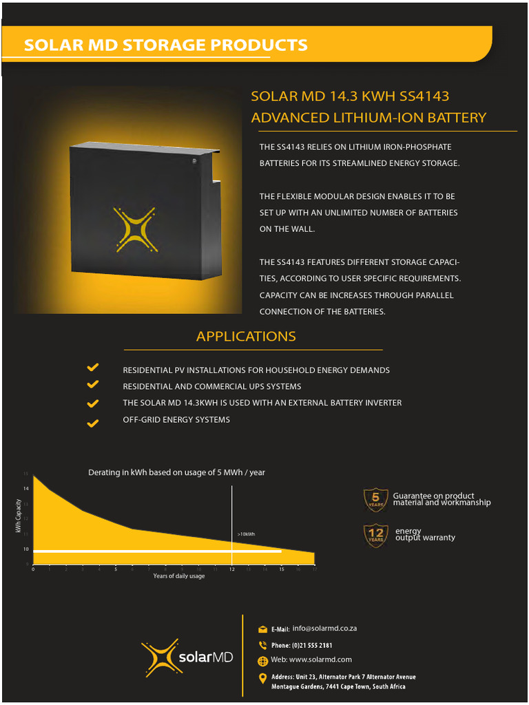 DataSheet SS4143 Solar MD Battery | PDF | Solar Power | Sustainable Energy
