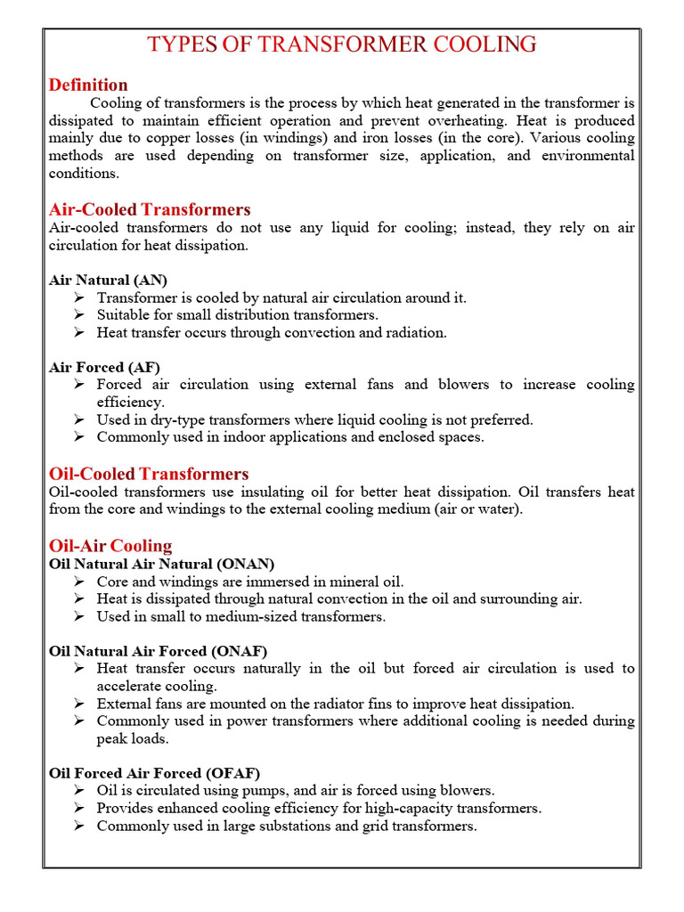 Transformer Cooling Methods Explained | PDF | Transformer | Heat Transfer