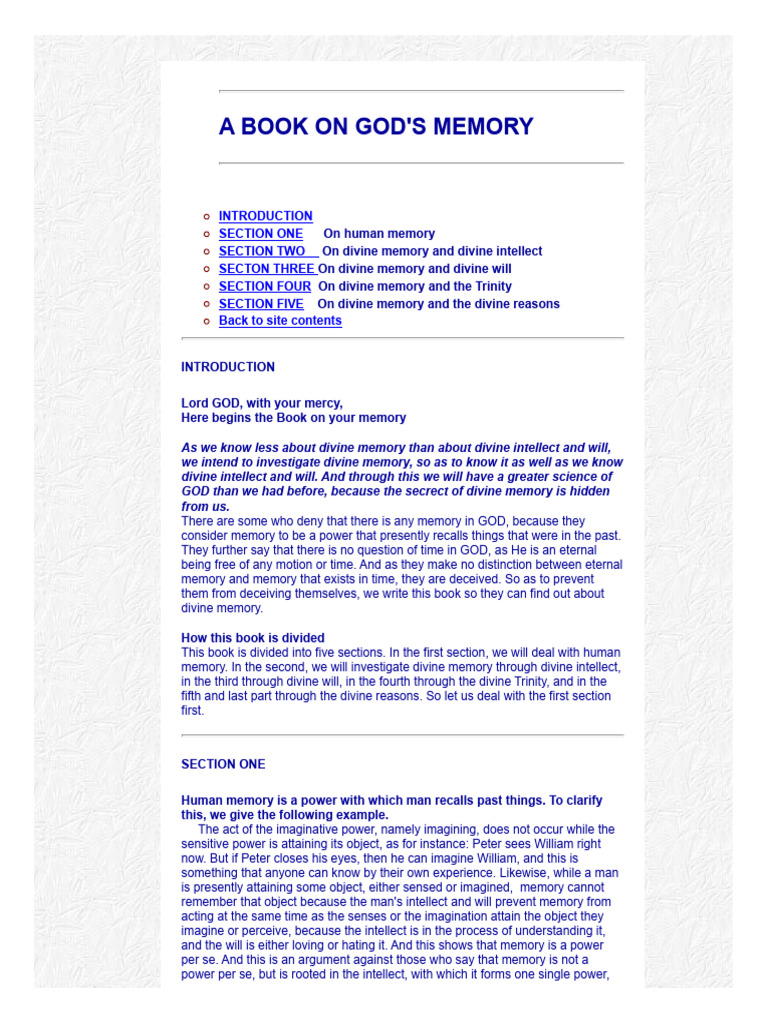 A Book on God's Memory 1314 | PDF | Nous | Trinity