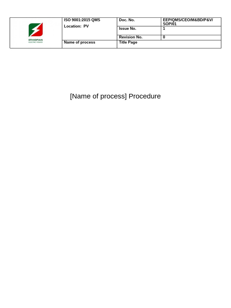 Standard Operting Procedure Template - SOP | PDF | Quality Management ...