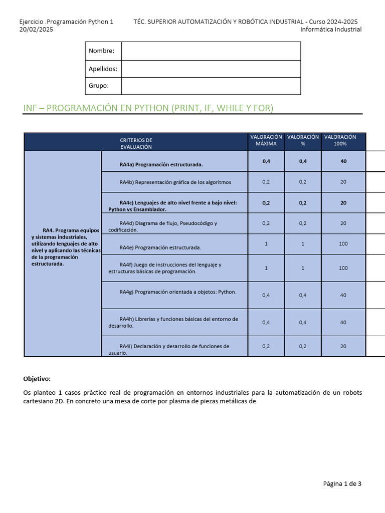 Ejercicio 4.1 Programación en Python 1 | PDF | Programación de computadoras | Python (lenguaje ...