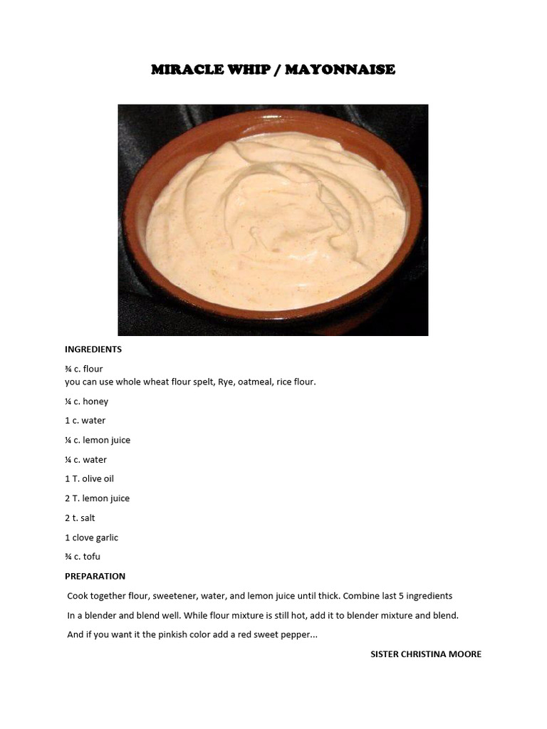 #1miracle Whip Mayonnaise | PDF