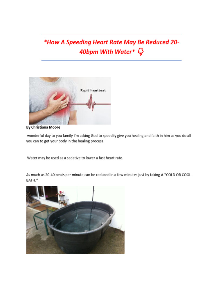 How A Speeding Heart Rate May Be Reduced 20-40bpm With Water | PDF