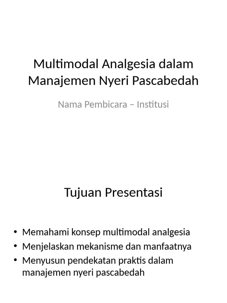 Multimodal Analgesia Nyeri Pascabedah | PDF