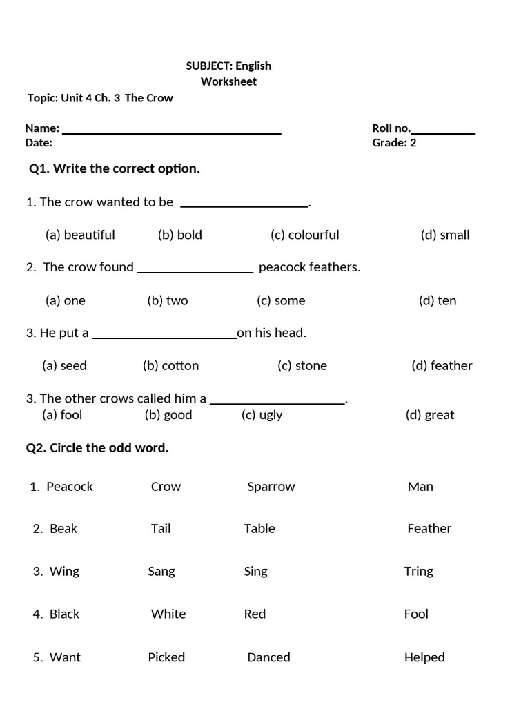 English Unit 4 Ch. 3 - Worksheet | PDF