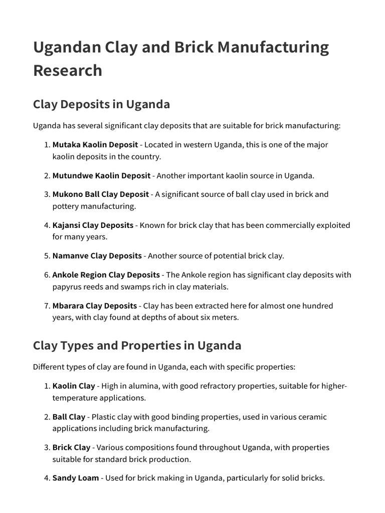 Ugandan Clay Brick Manufacturing Process | PDF | Clay | Brick