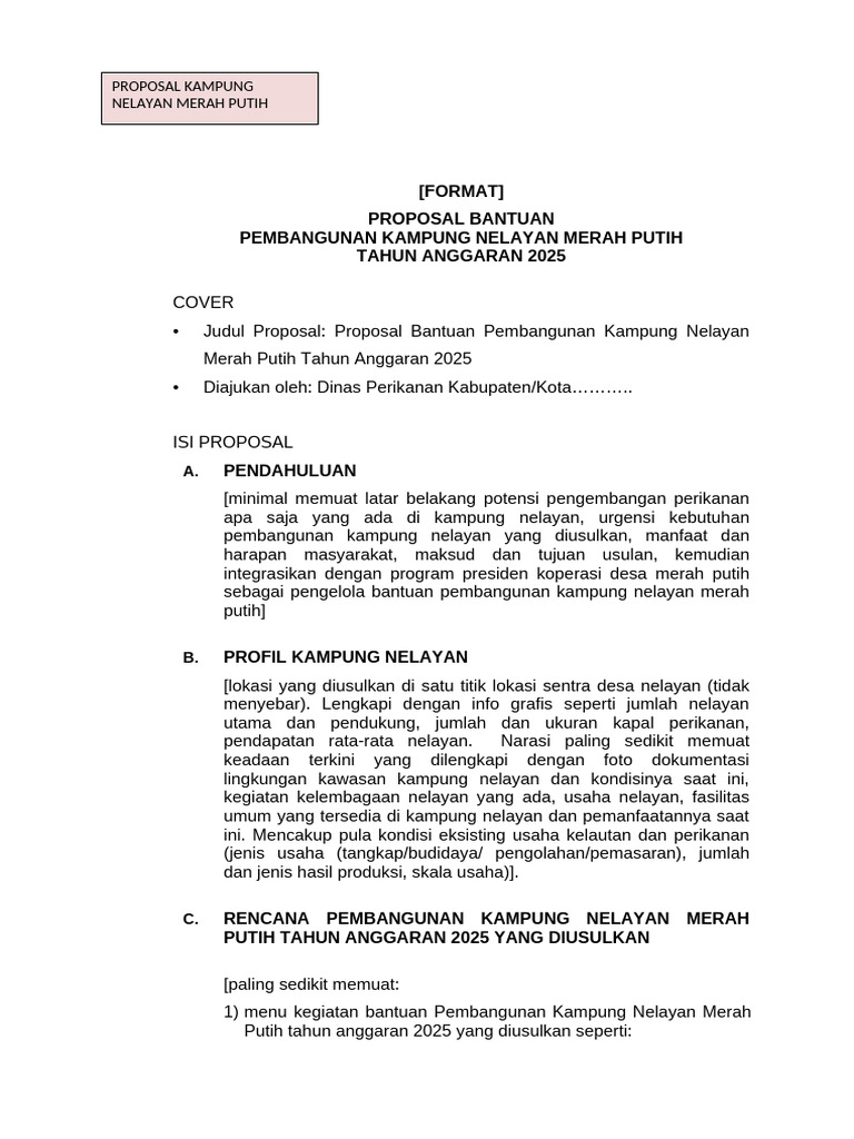 Proposal - Kampung Nelayan Merah Putih | PDF