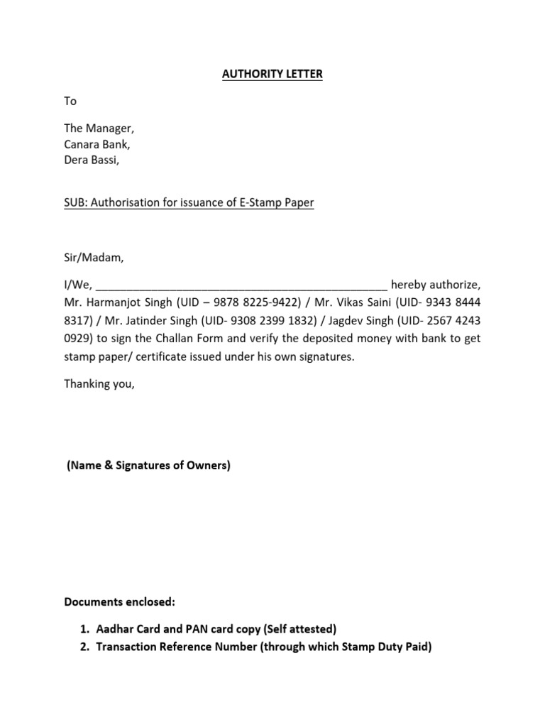 Authority Letter | PDF