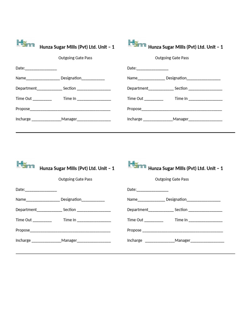 Gate Pass | PDF