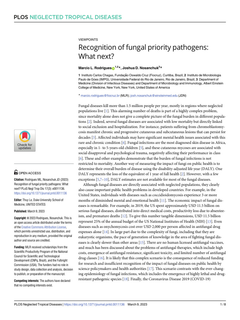 Fungal Pathogens: Public Health Impact | PDF | Human Diseases And ...