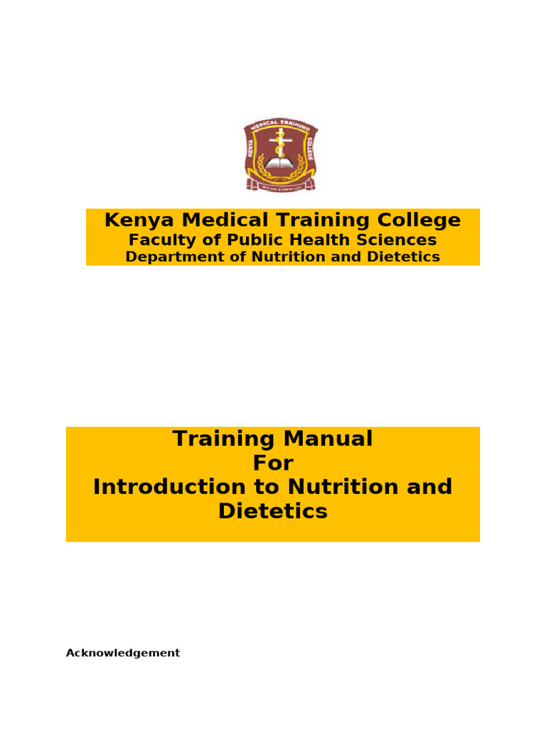 Diploma - Introduction To Nutrition & Dietetics - Embu Draft Zero | PDF ...