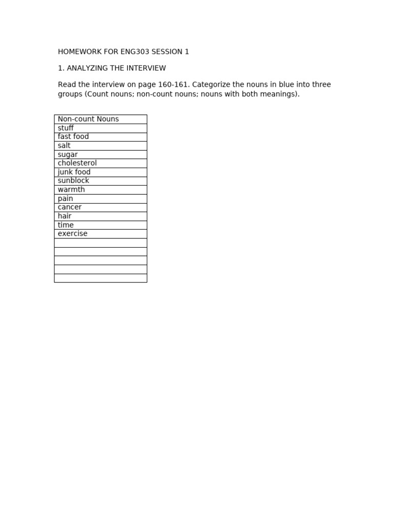 Homework for Eng303 Session 1 | PDF