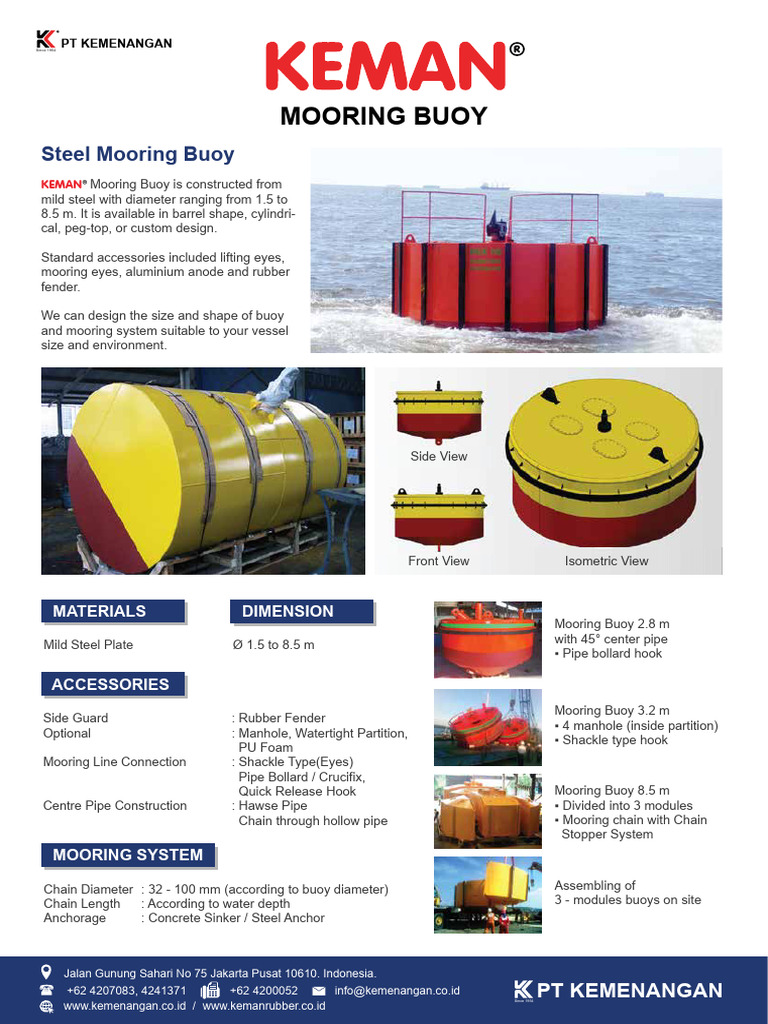 Steel and Polyethylene Mooring Buoys | PDF | Pipe (Fluid Conveyance ...