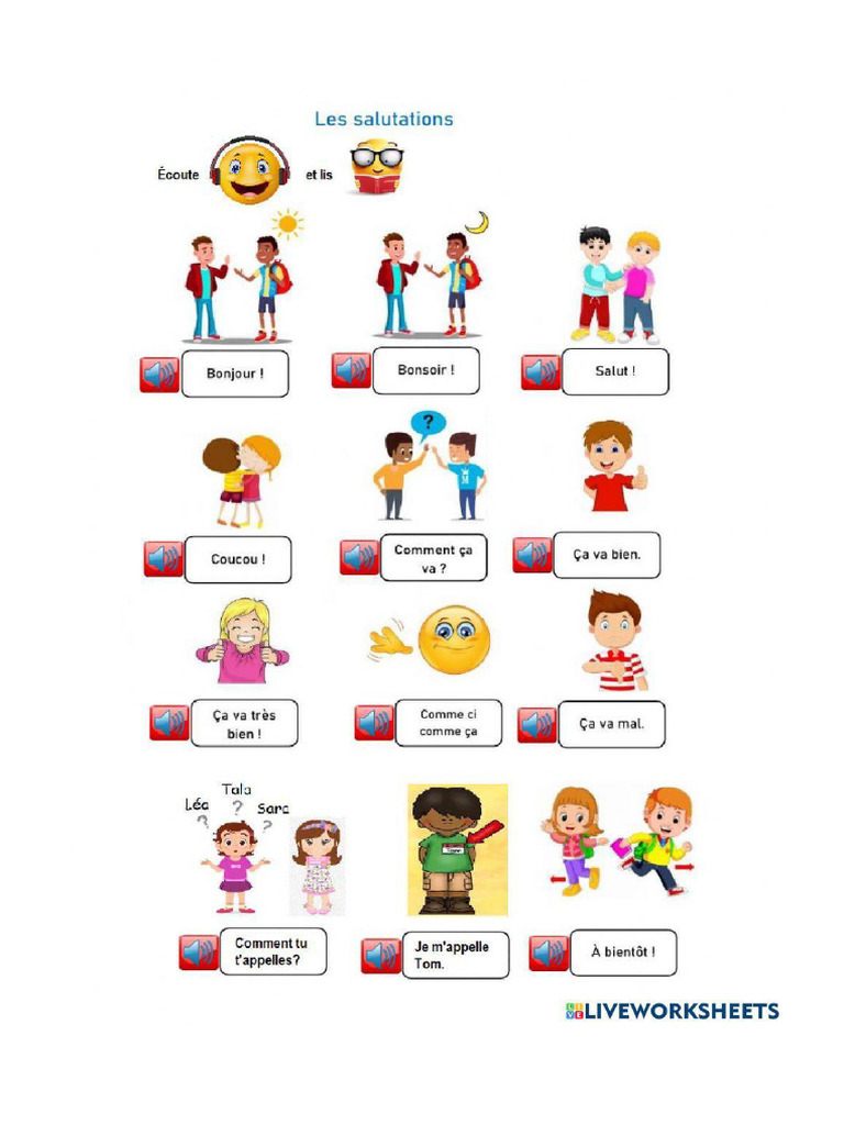 listen and write Les salutations | PDF