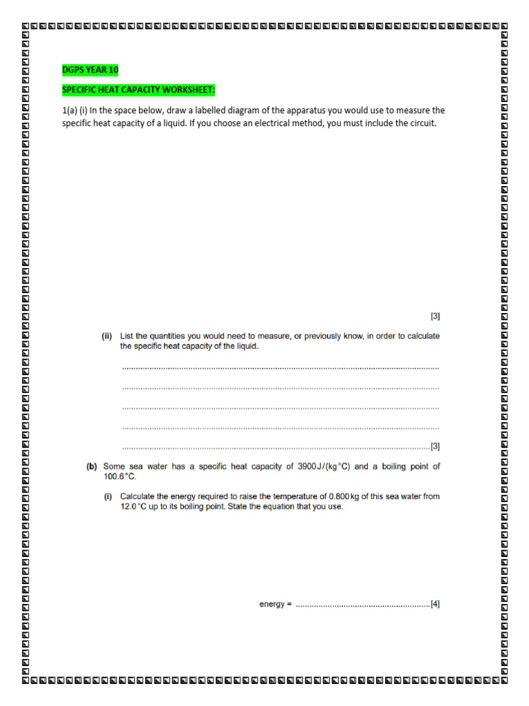 Diagram for Measuring Specific Heat Capacity | PDF