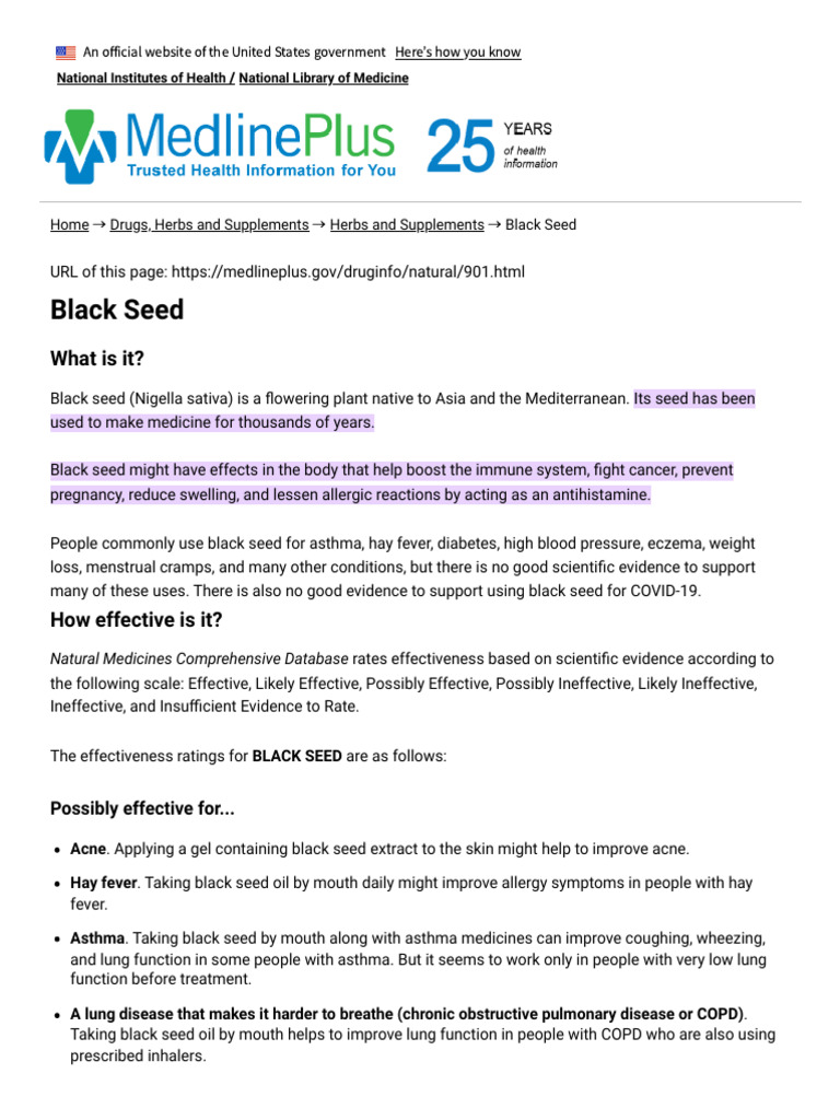 Black Seed - MedlinePlus Supplements - Black Seed - MedlinePlus ...