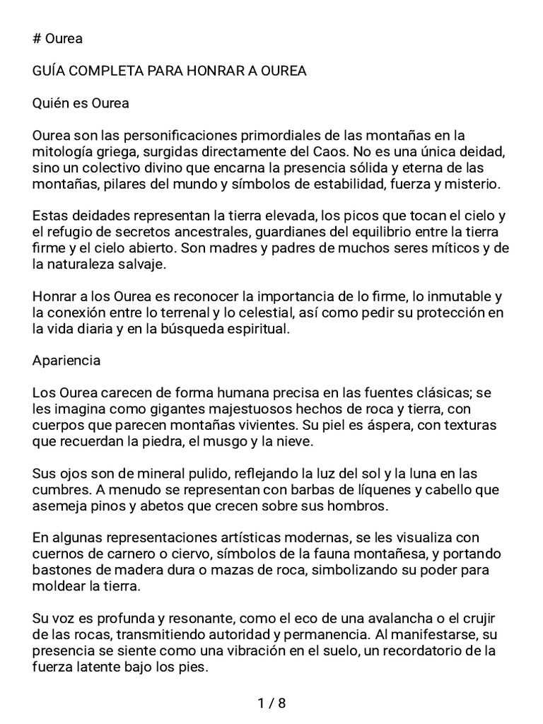 Honrando a Ourea en la Mitología Griega | PDF | Montañas | Meditación