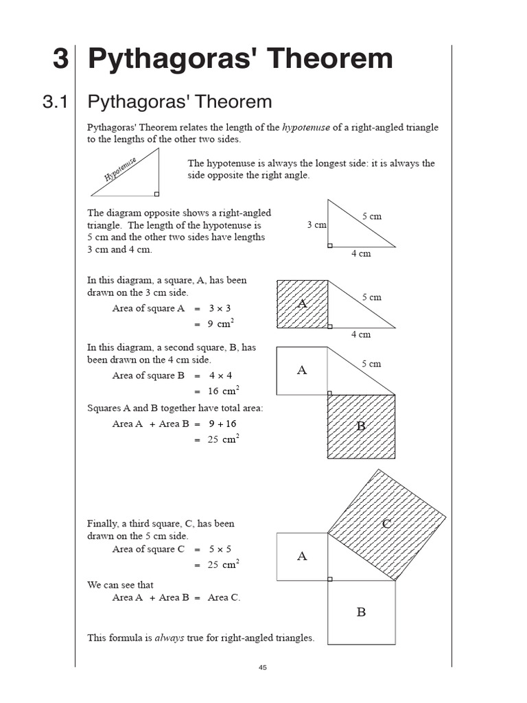 Pythagoras' Theorem Explained | PDF | Triangle | Rectangle