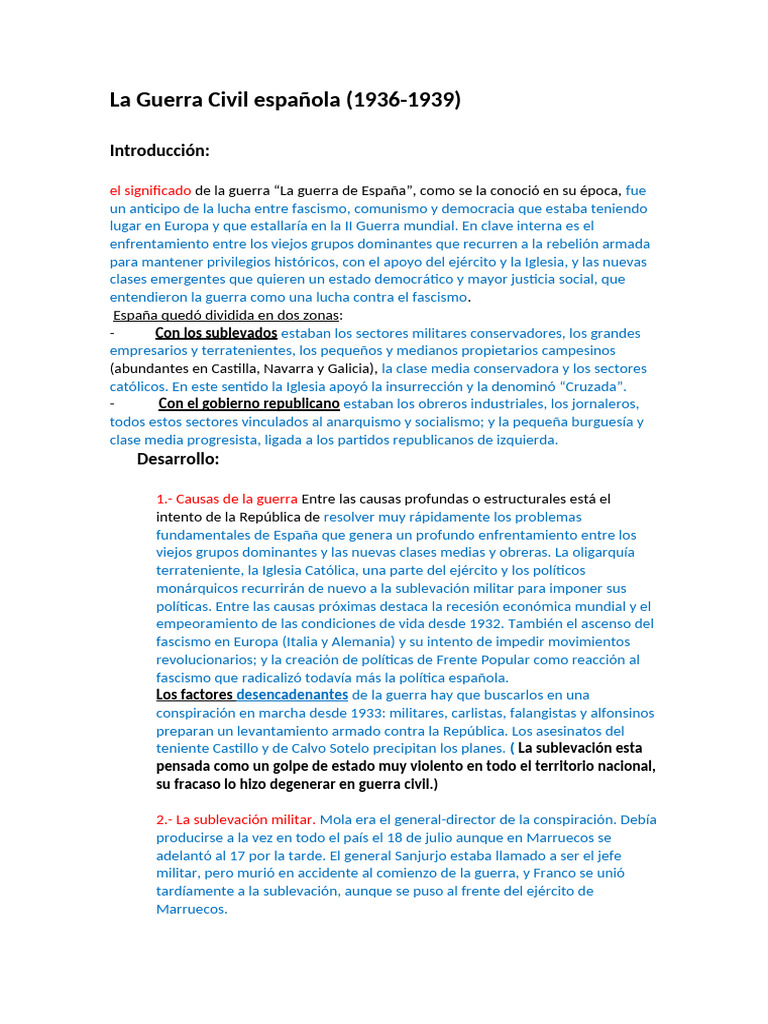 TRABAJADO - La Guerra Civil Española | PDF | Francisco franco | guerra ...