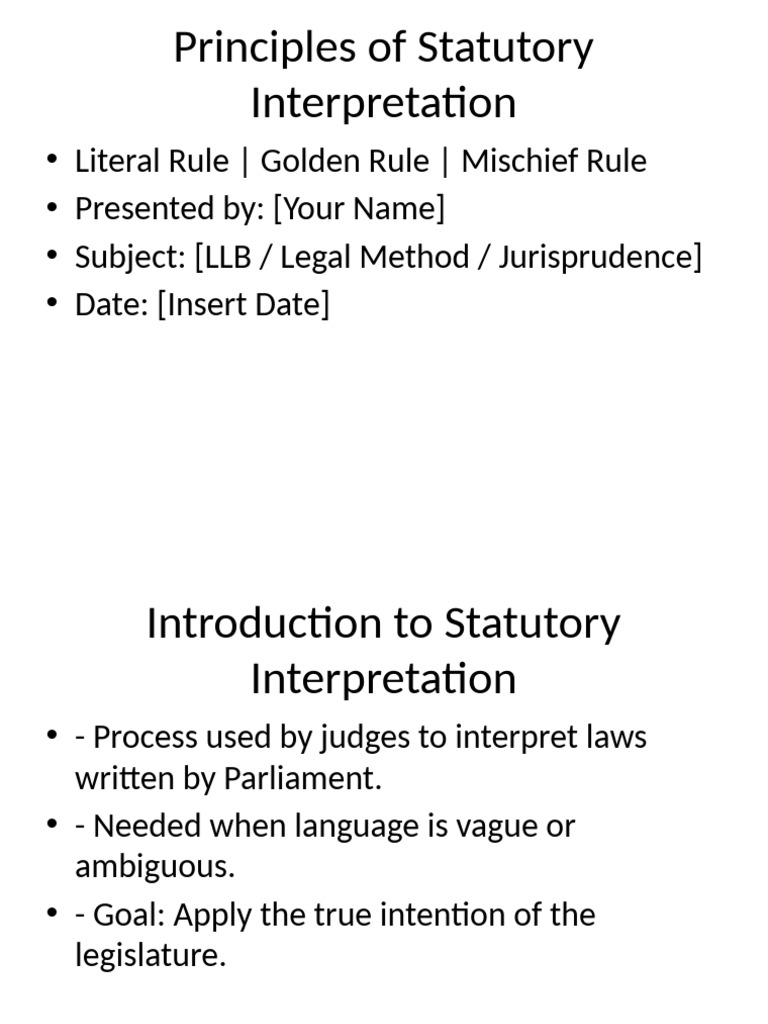 Statutory Interpretation Presentation | PDF | Plain Meaning Rule ...