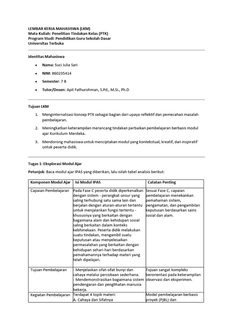 LKM PTK Meet 6 - Suci Julia Sari | PDF