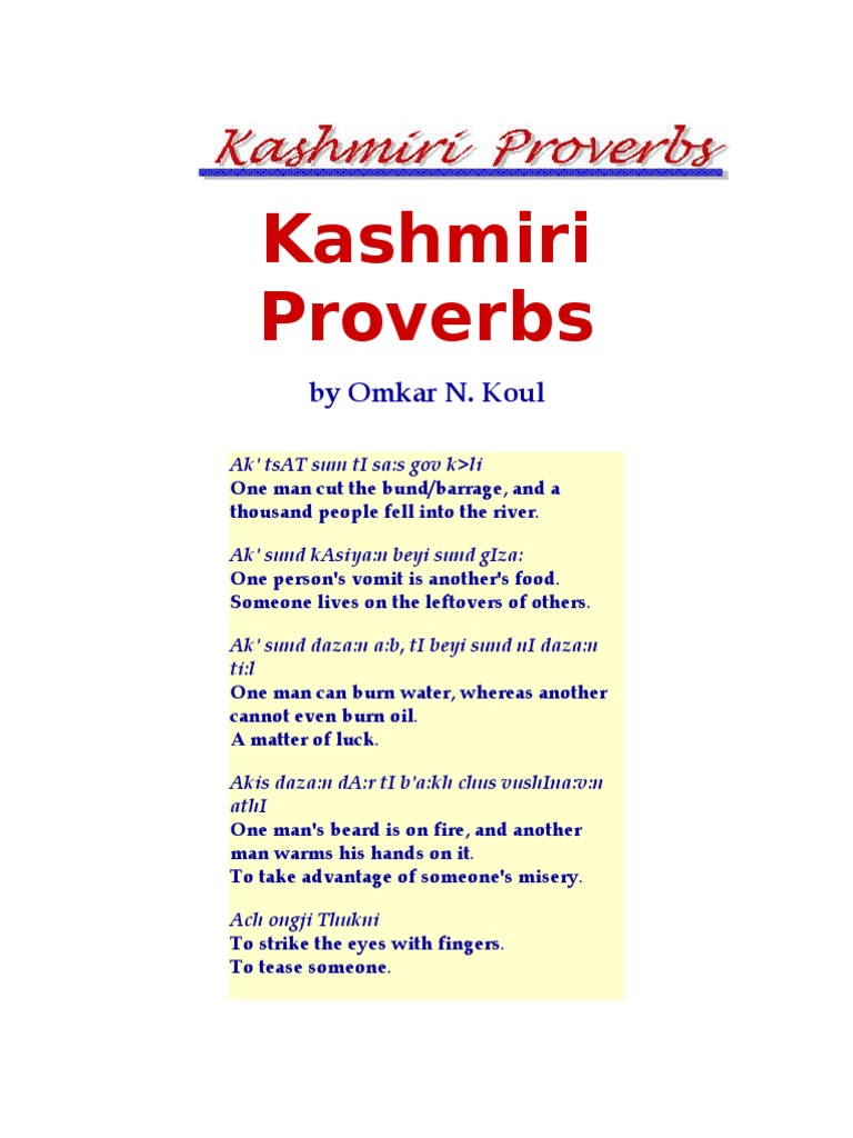 Kashmiri Proverbs | PDF | Nature
