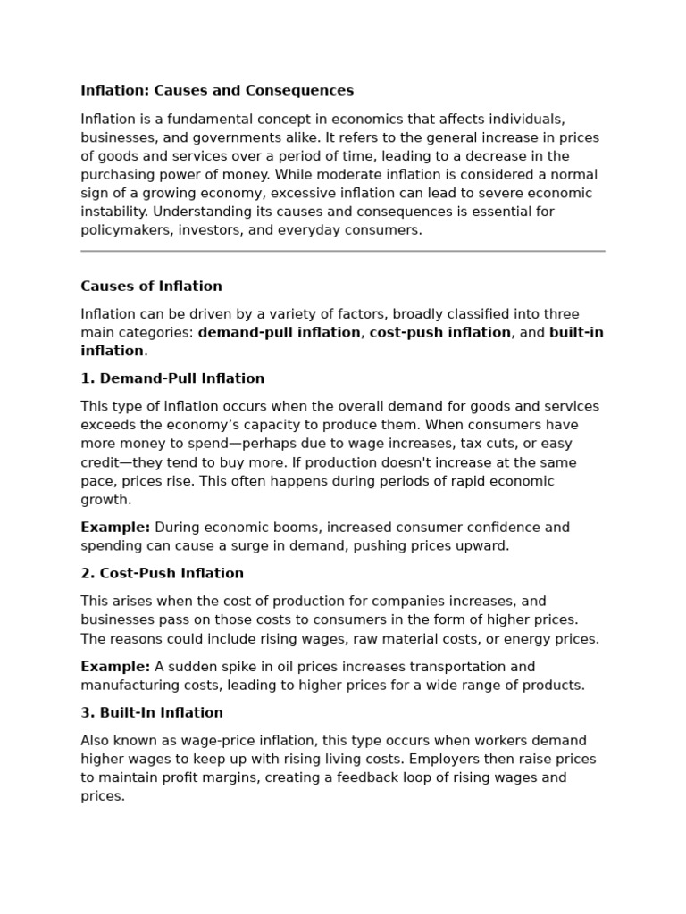 Understanding Inflation: Causes & Effects | PDF | Cost Of Living ...