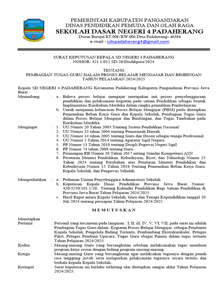 SK PBM Kurikulum Merdeka 24-25 | PDF