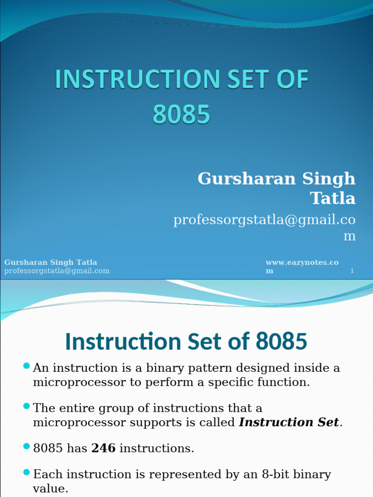 Instruction Set of 8085 | PDF | Central Processing Unit | Digital Electronics