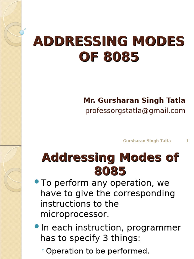 Addressing Modes of 8085 | PDF | Computer Science | Central Processing Unit