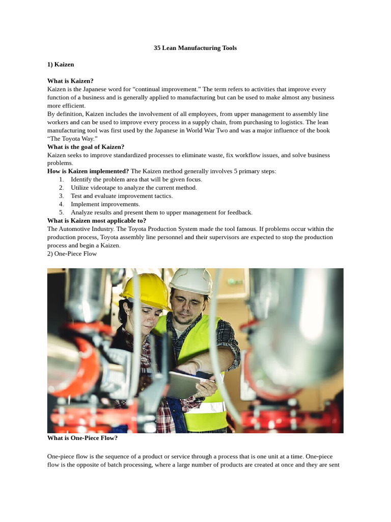 35 Lean Manufacturing Tools | PDF | Lean Manufacturing | Performance Indicator
