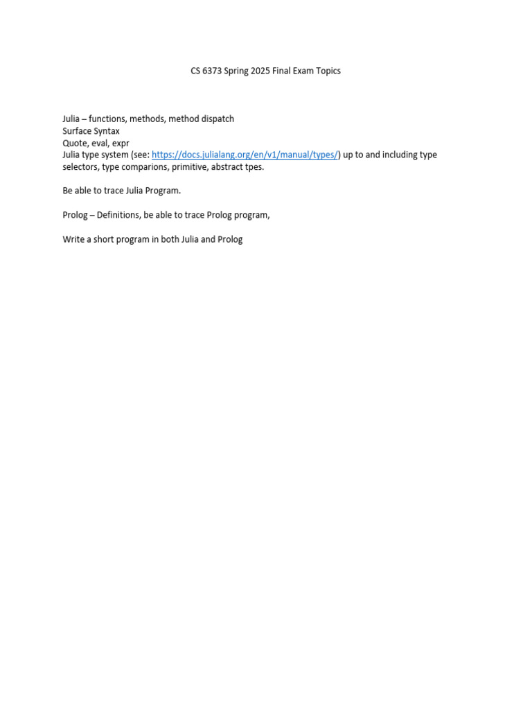 CS 6373 Spring 2025 Final Exam Topics | PDF