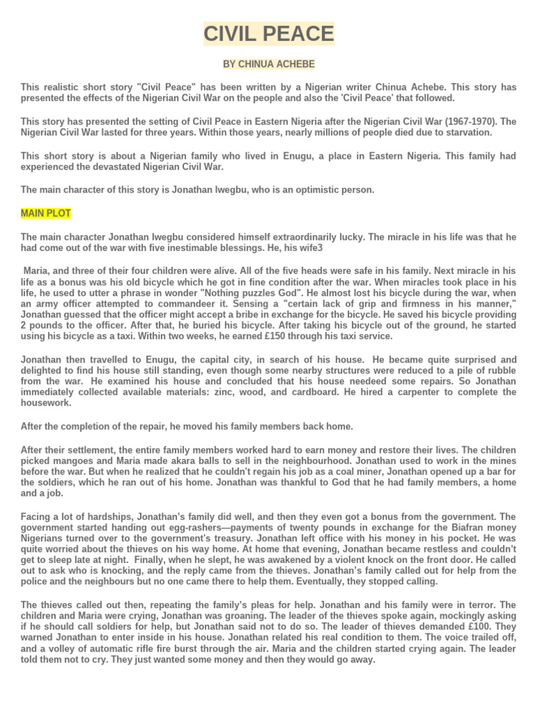 Jonathan Iwegbu's Resilience in Civil Peace | PDF | English Language ...