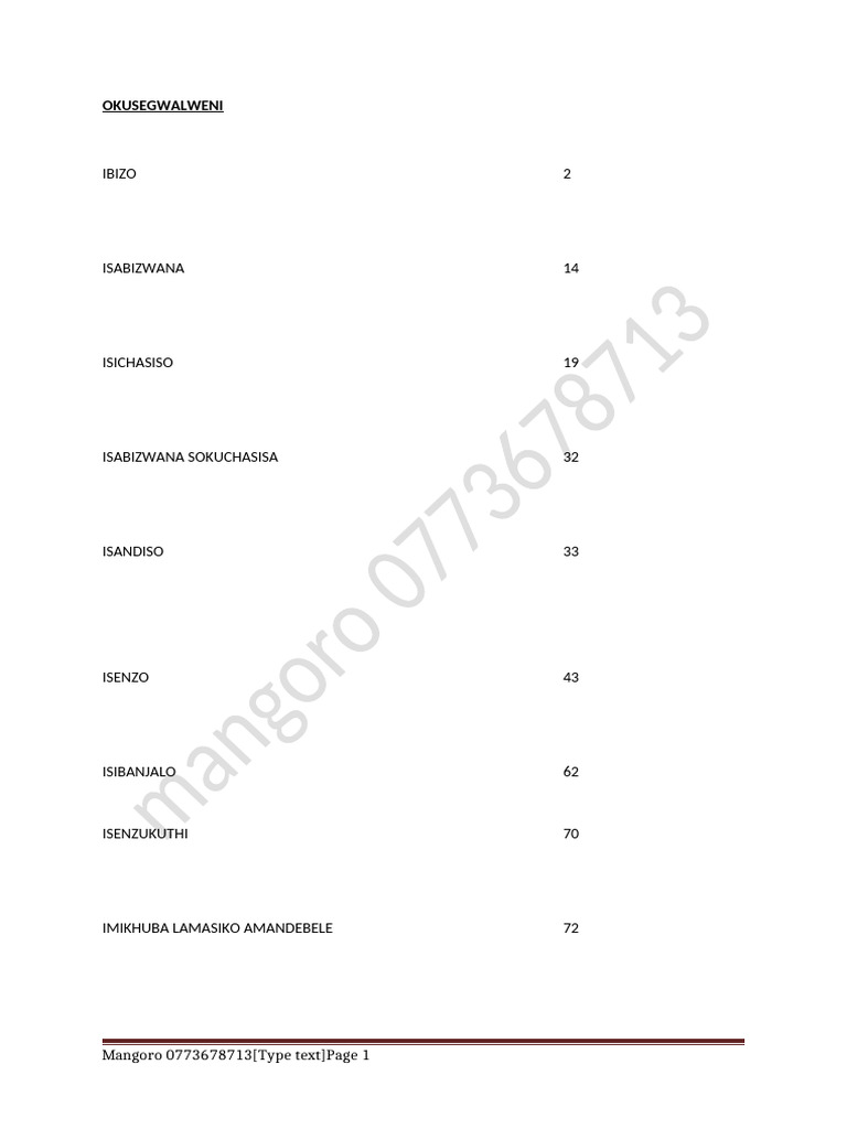 Uhlelo Notes Original (Autosaved) - 1 | PDF