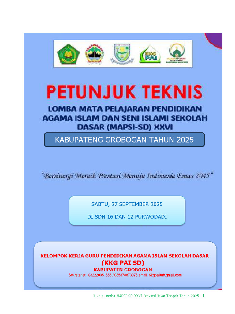 Juknis Lomba MAPSI SD 2025 Jateng | PDF