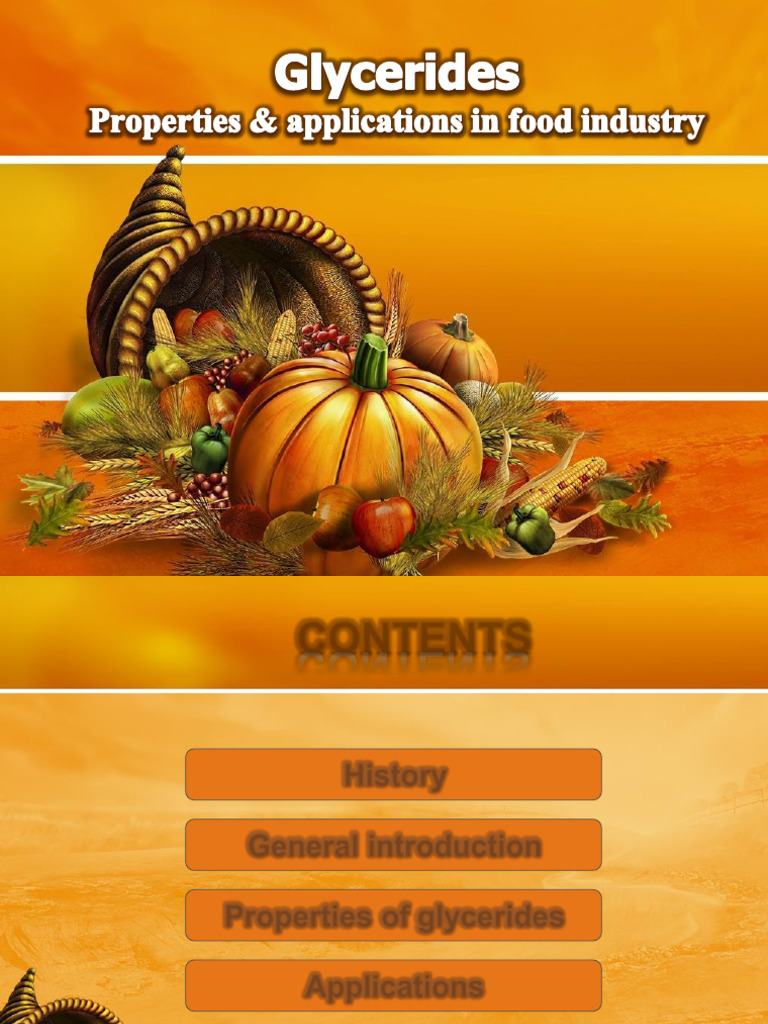 Seminar-glycerides-for-food-industry | PDF | Emulsion | Chemistry