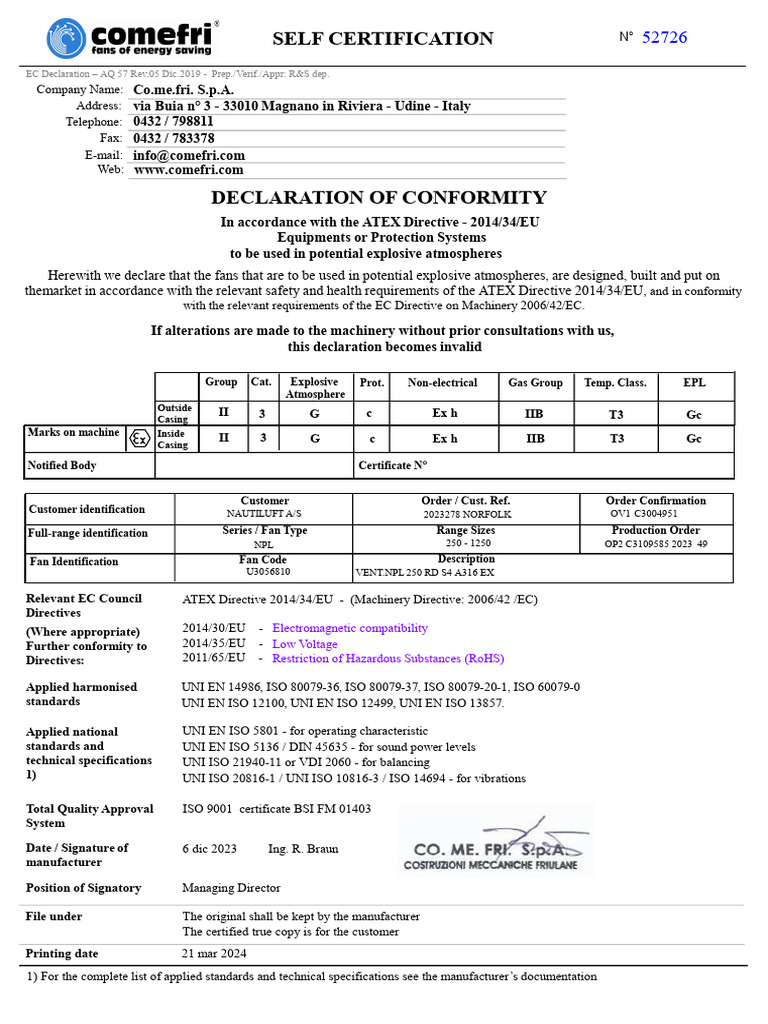 Atex Certificate U3056810 Ov1 C3004951, NPL 250 | PDF | Occupational Safety And Health | Regulation