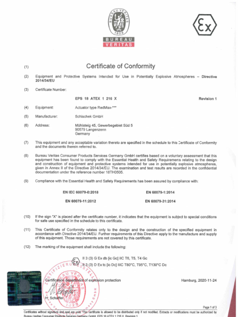 Schischek RedMax ATEX Certificate | PDF